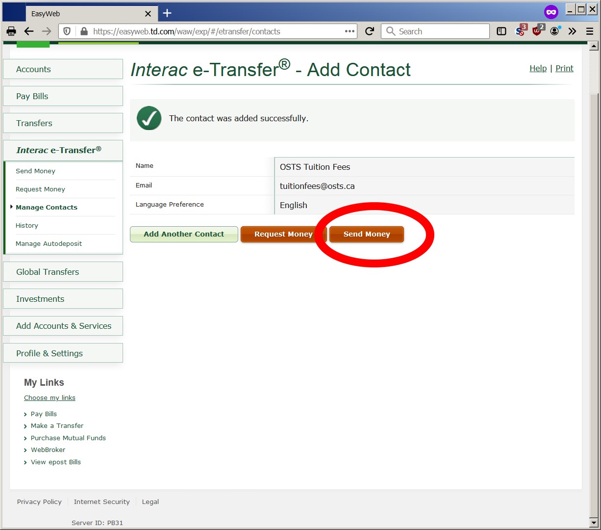 eTransfer Instructions