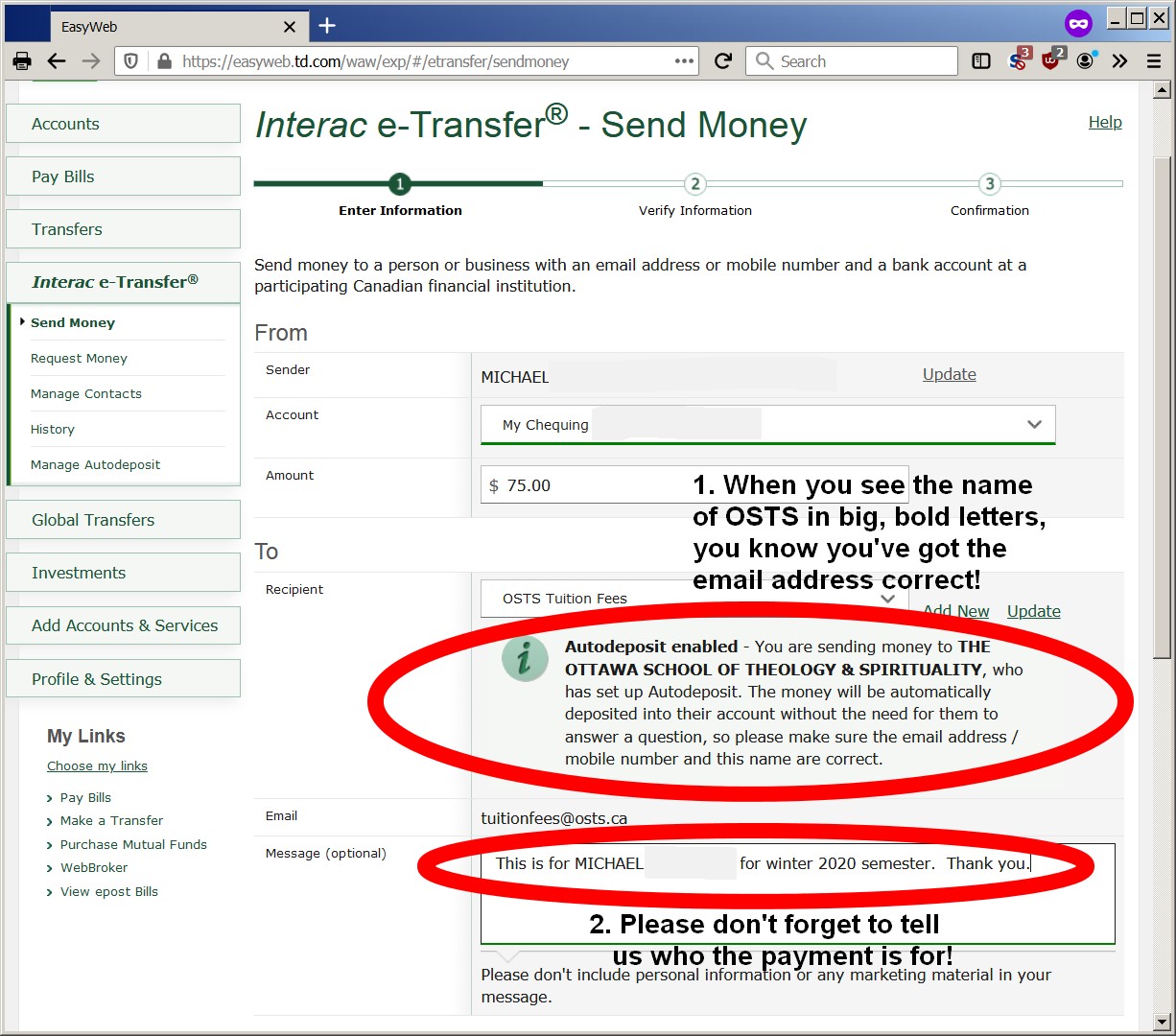 eTransfer Instructions